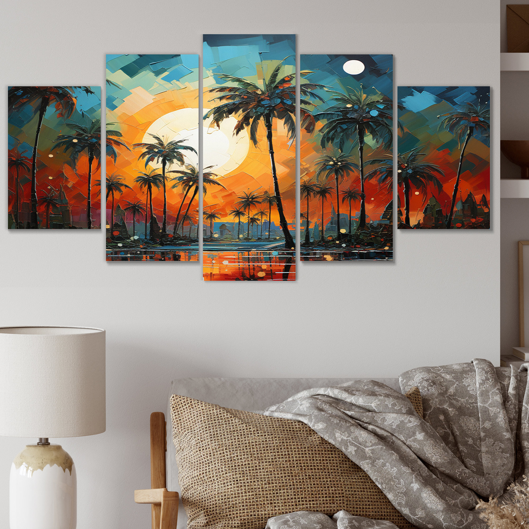 Bay Isle Home™ Colorful Palm Trees Collage II - Palm Trees Canvas Wall ...
