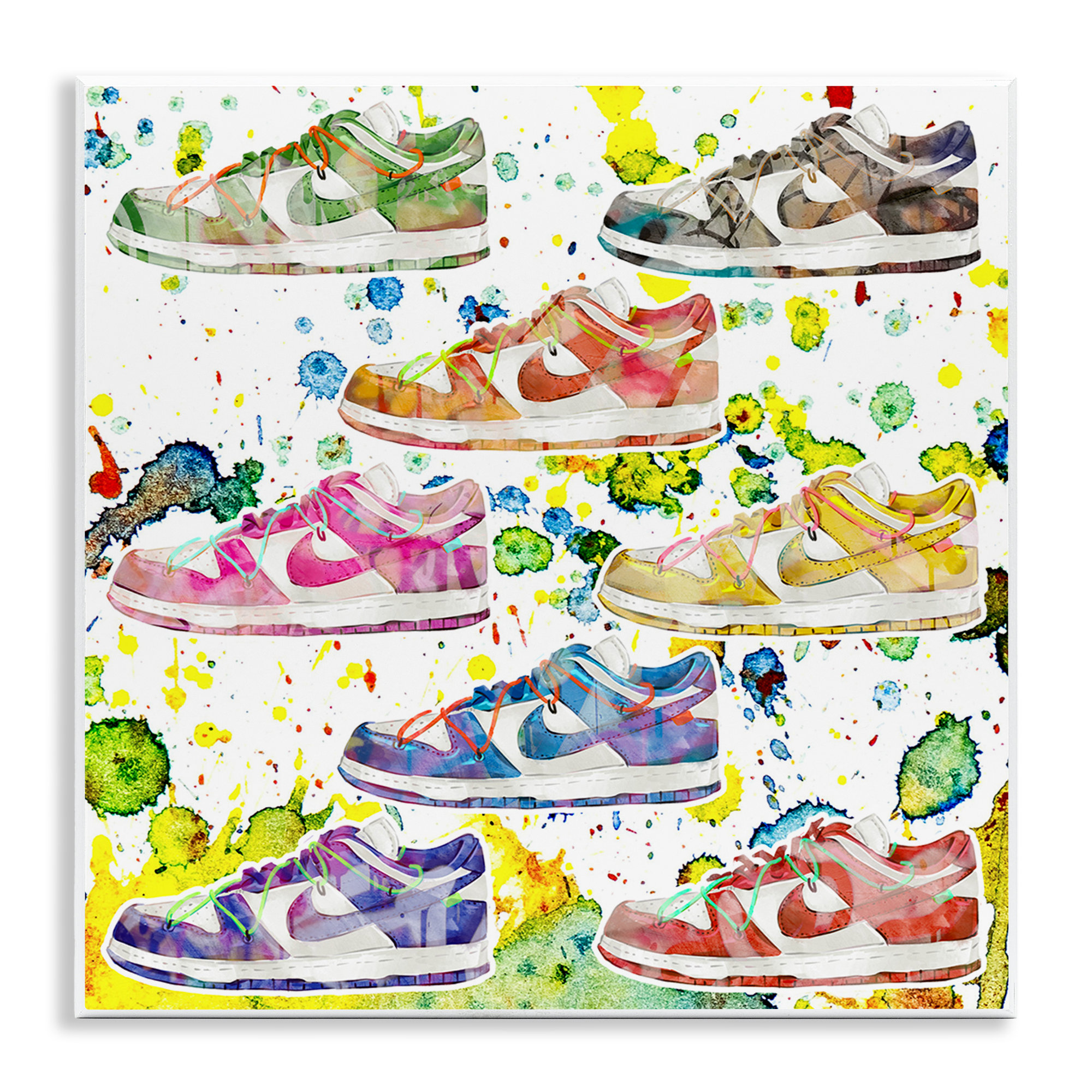 Dakota Fields Paint Splatter Sneakers Wall Plaque Art by Ziwei Li | Wayfair