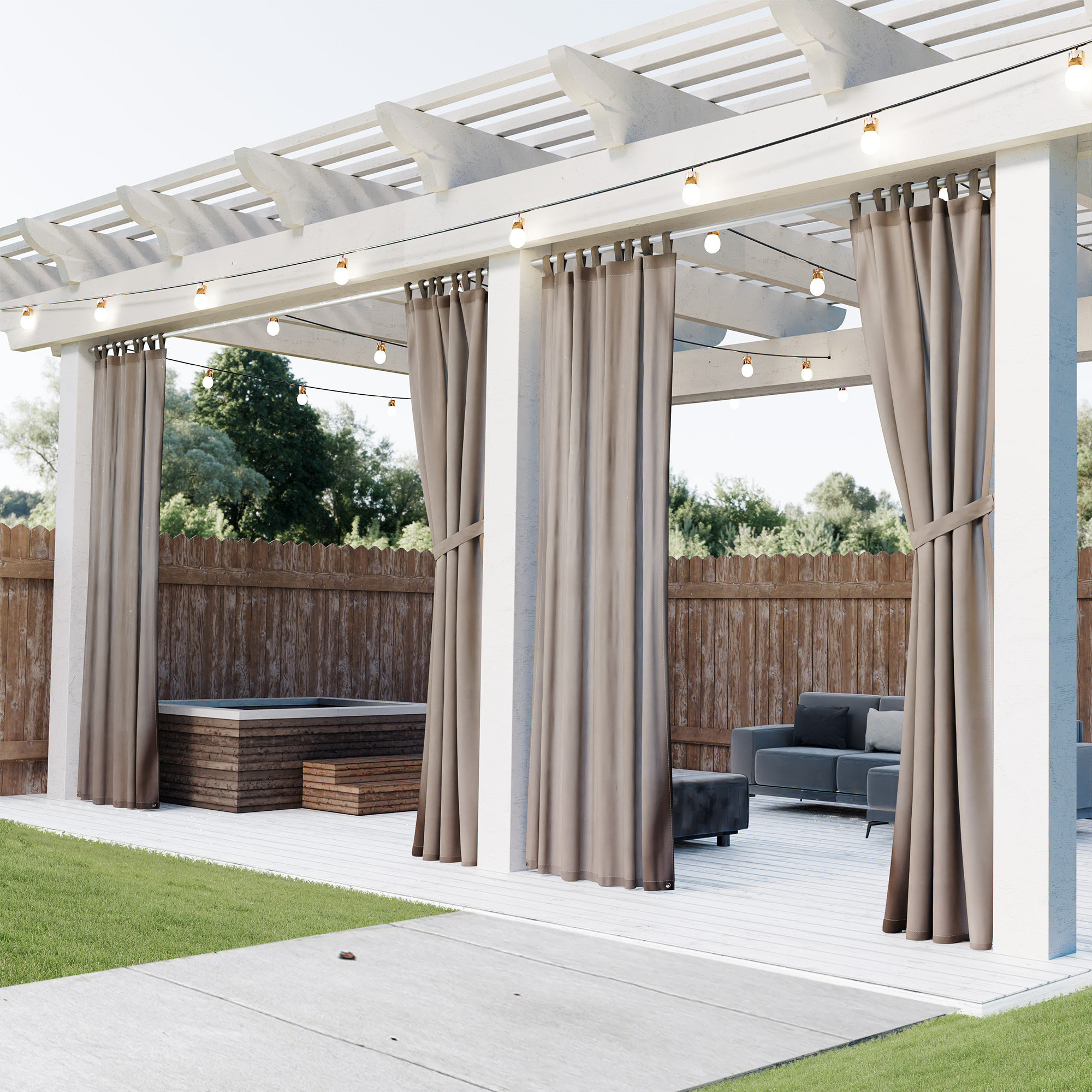 Ebern Designs Ardell Outdoor Solid Tab Top Single Curtain Panel | Wayfair