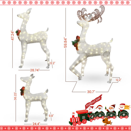 The Holiday Aisle® 3 Piece Christmas Deer Lighted Display Set, 3-Piece ...