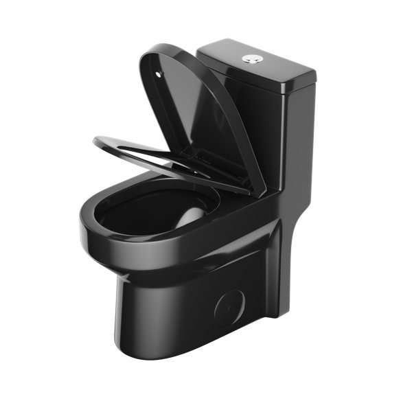 DeerValley Compact Toilets, Glossy Black One-Piece Toilet With High ...
