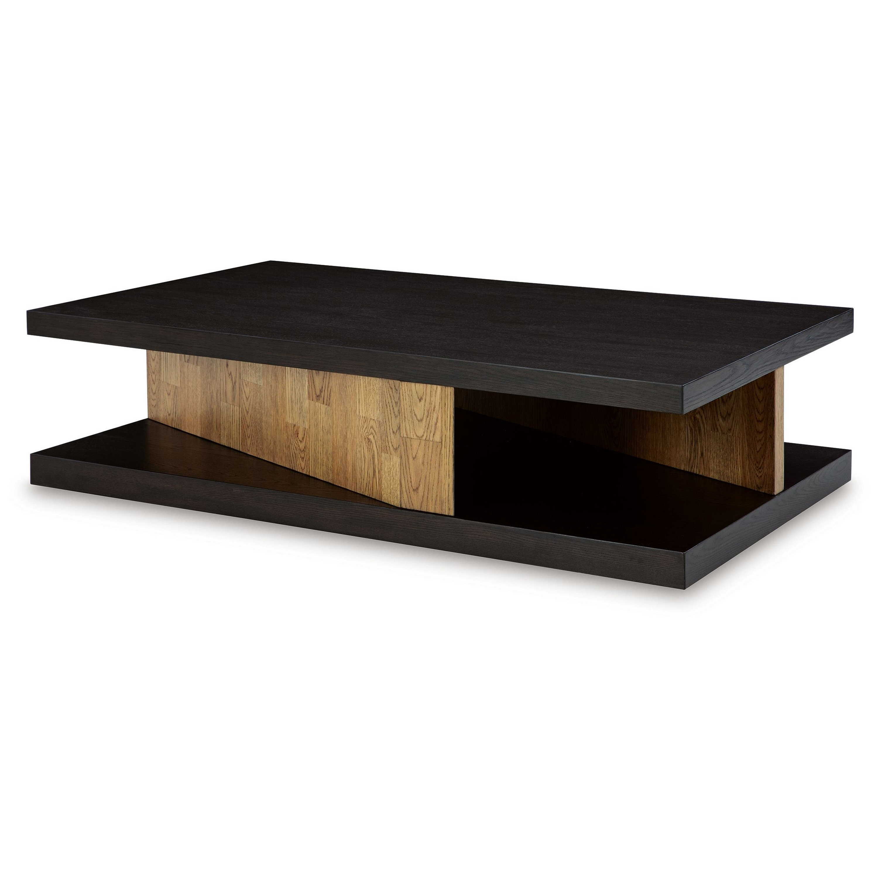 Benjara Copa Cocktail Coffee Table, Cantilever Top, 60 Inch Brown Oak ...