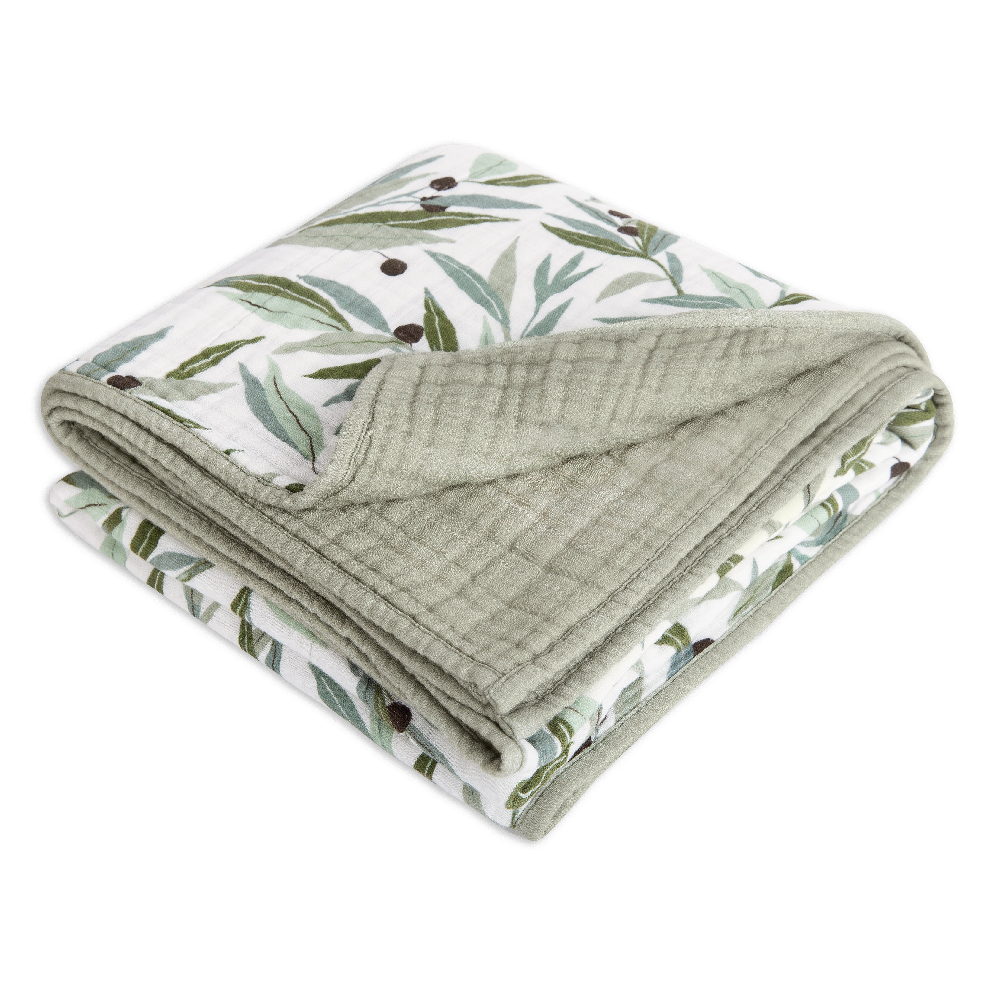 babyletto Olive Branches Muslin Quilt in GOTS Certified Organic Cotton ...