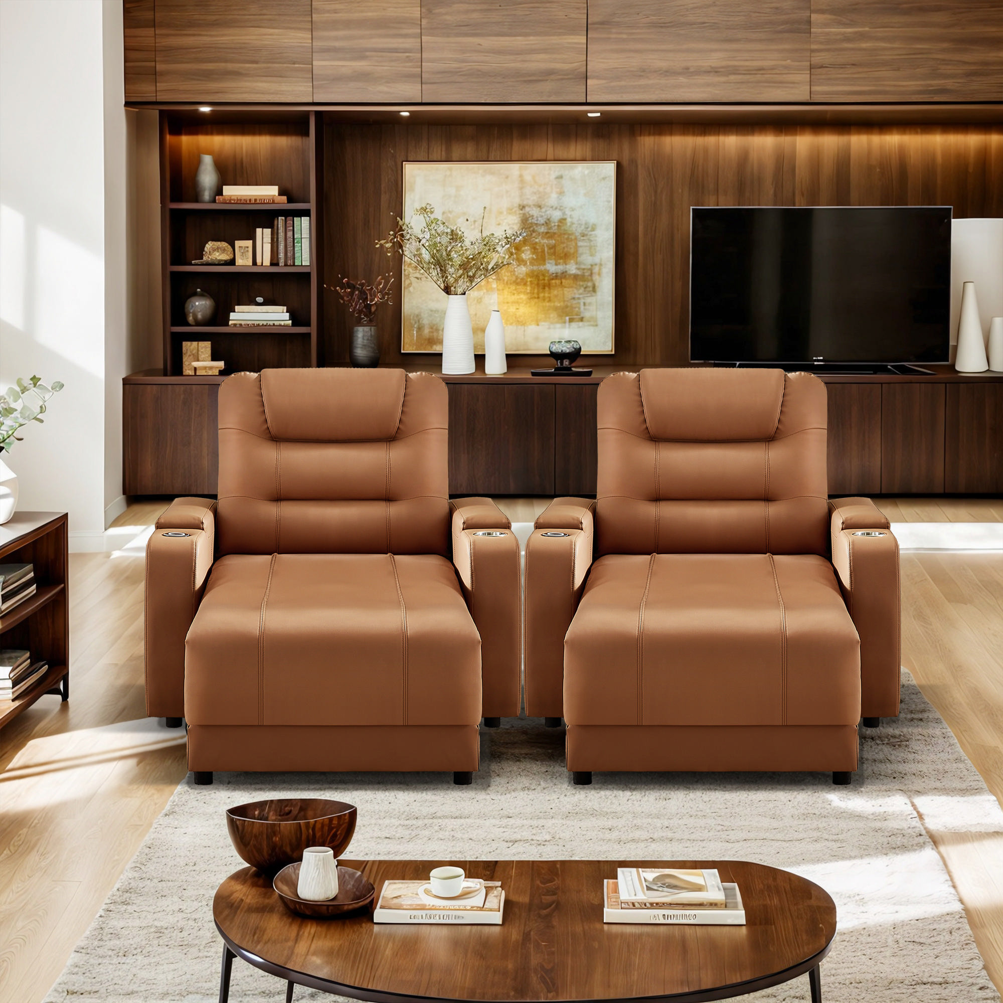 Ebern Designs Modern Electric Power Breathable Faux Leather Reclining ...