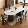 Hokku Designs White+Black Oval Sintered Stone+Manufactured Wood Dining ...