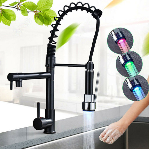 Belfry Kitchen LED kitchen faucet retractable 360° faucet with shower ...