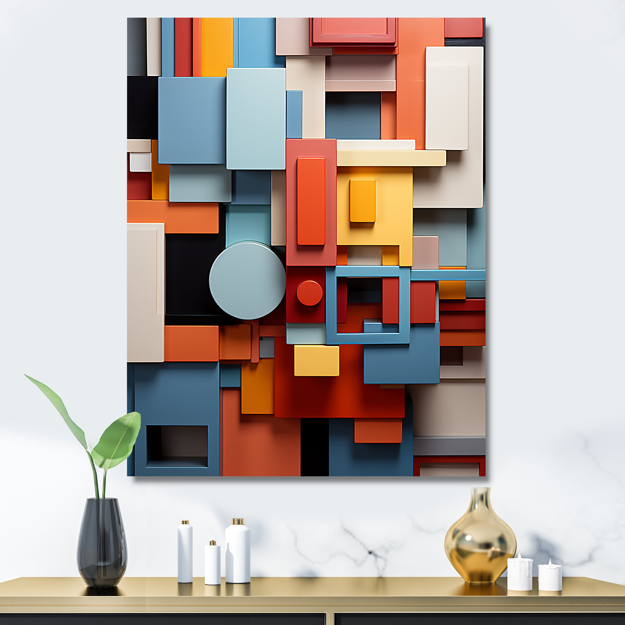 Design Art Multicolor Essential Geometry Forms | Wayfair