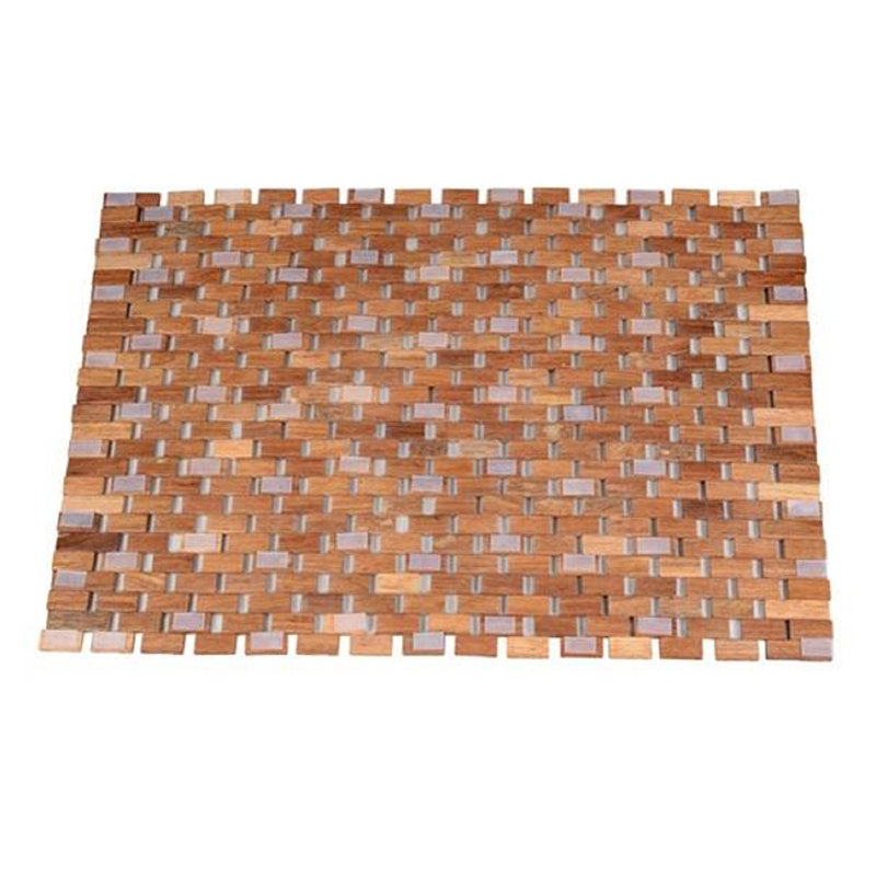 Foundry Select Teak Rectangle Teak & Wood Reversible Shower mat | Wayfair