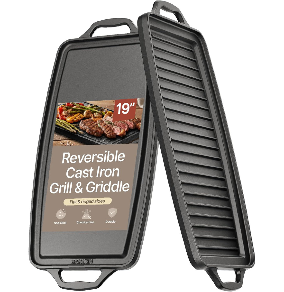 Bakken- Swiss Bakken 19” Reversible Cast Iron Griddle, Flat & Grill ...