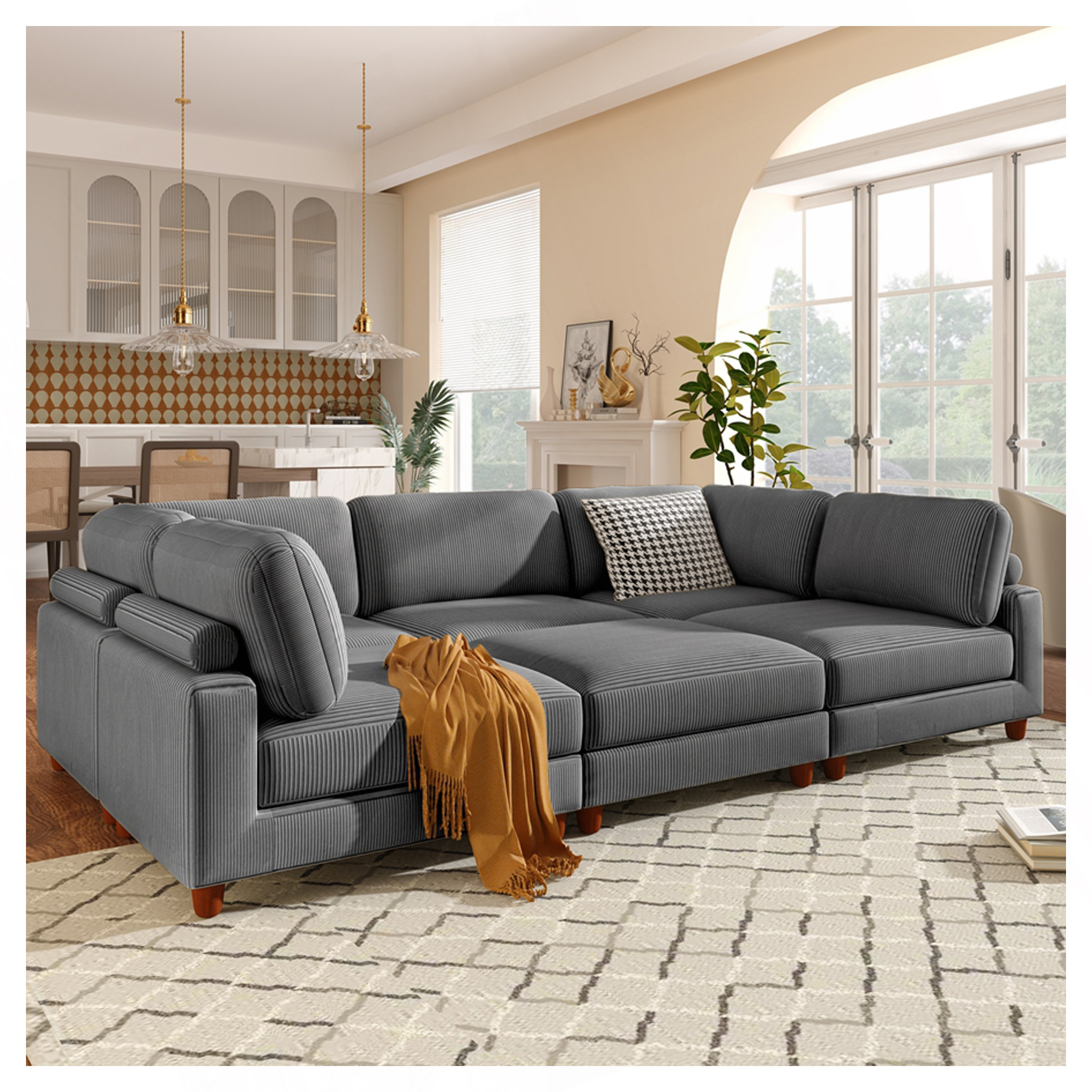 Latitude Run® 163''Modular Sectional Sofa,With Ottoman L Shaped Corner ...