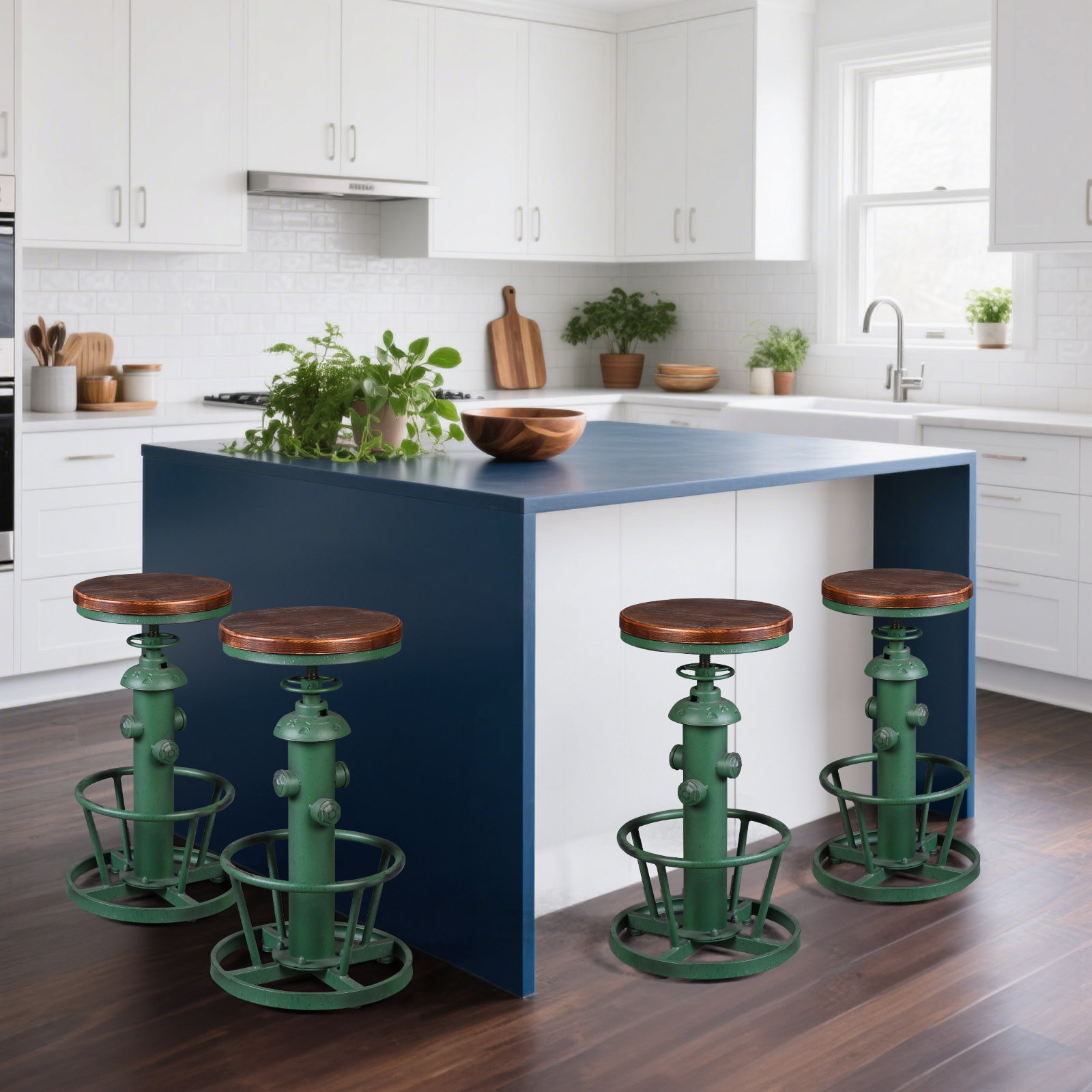 Williston Forge Set Of 4 Antique Industrial Round Bottom Adjustable ...