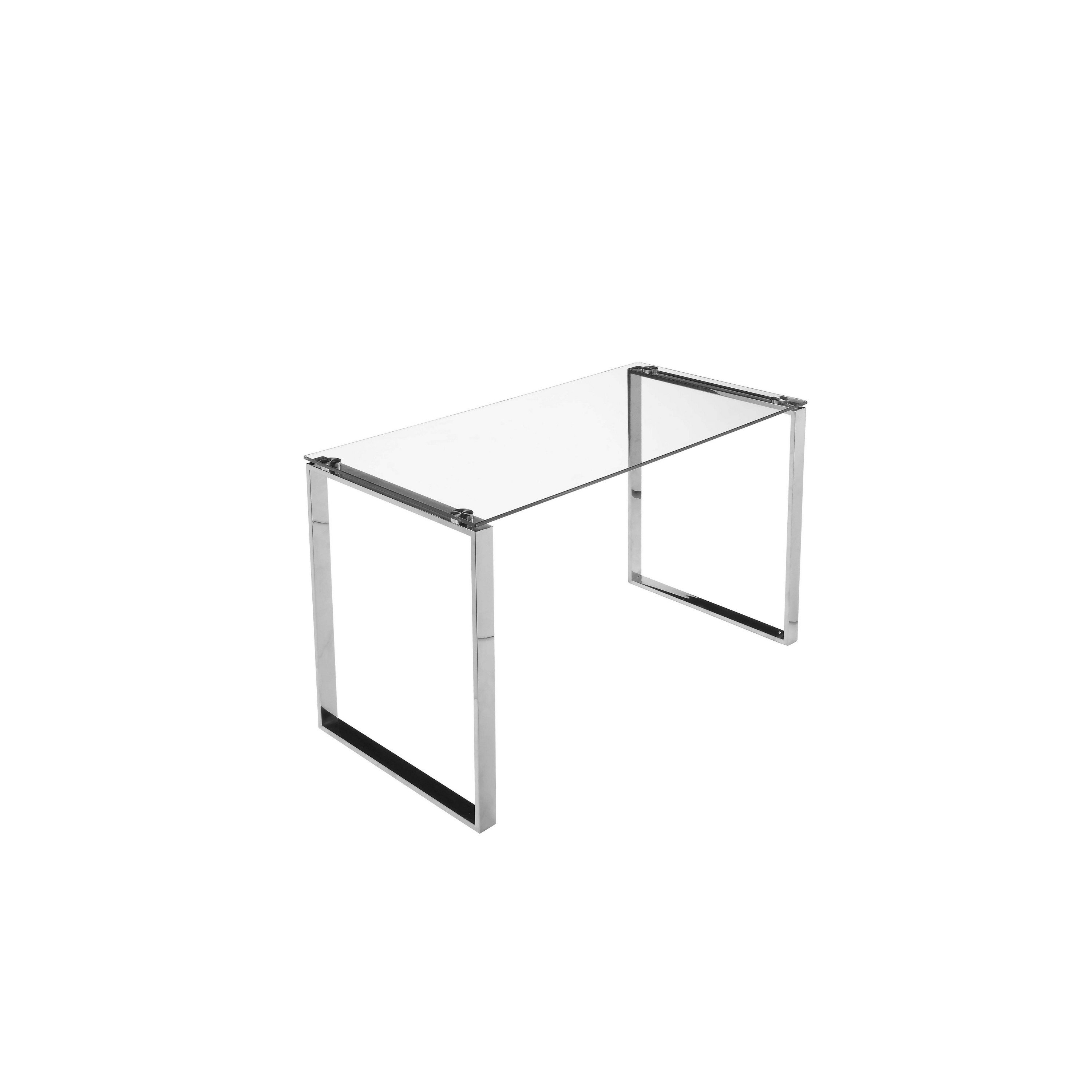 Benjara Elen 47 Inch Desk, Rectangular Tempered Glass | Wayfair