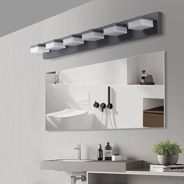 Wrought Studio™ Hanzlah Modern 6-Light Black LED Vanity Mirror Light ...
