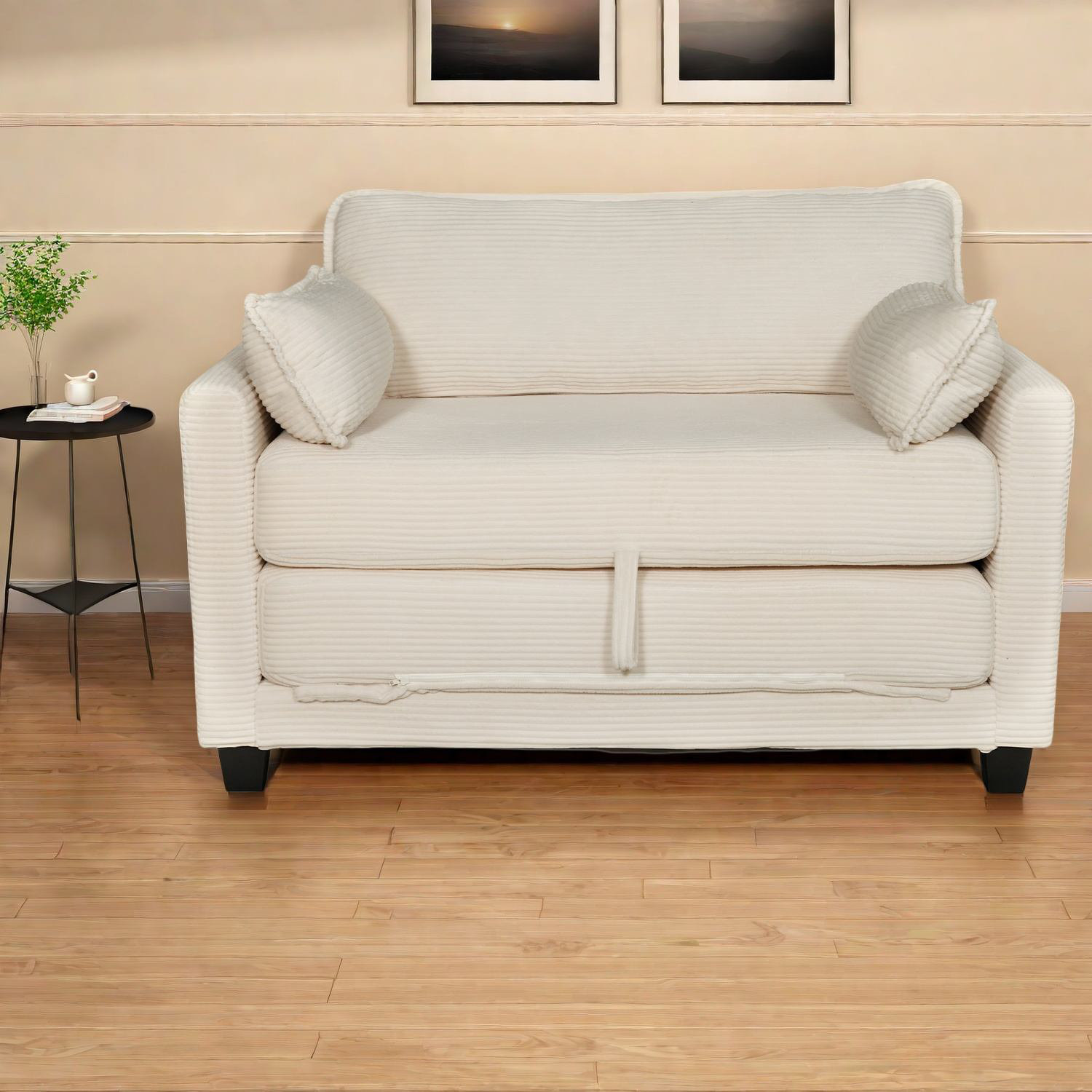 Latitude Run® Convertible Corduroy Sofa Bed, Modern Space-saving 2 ...