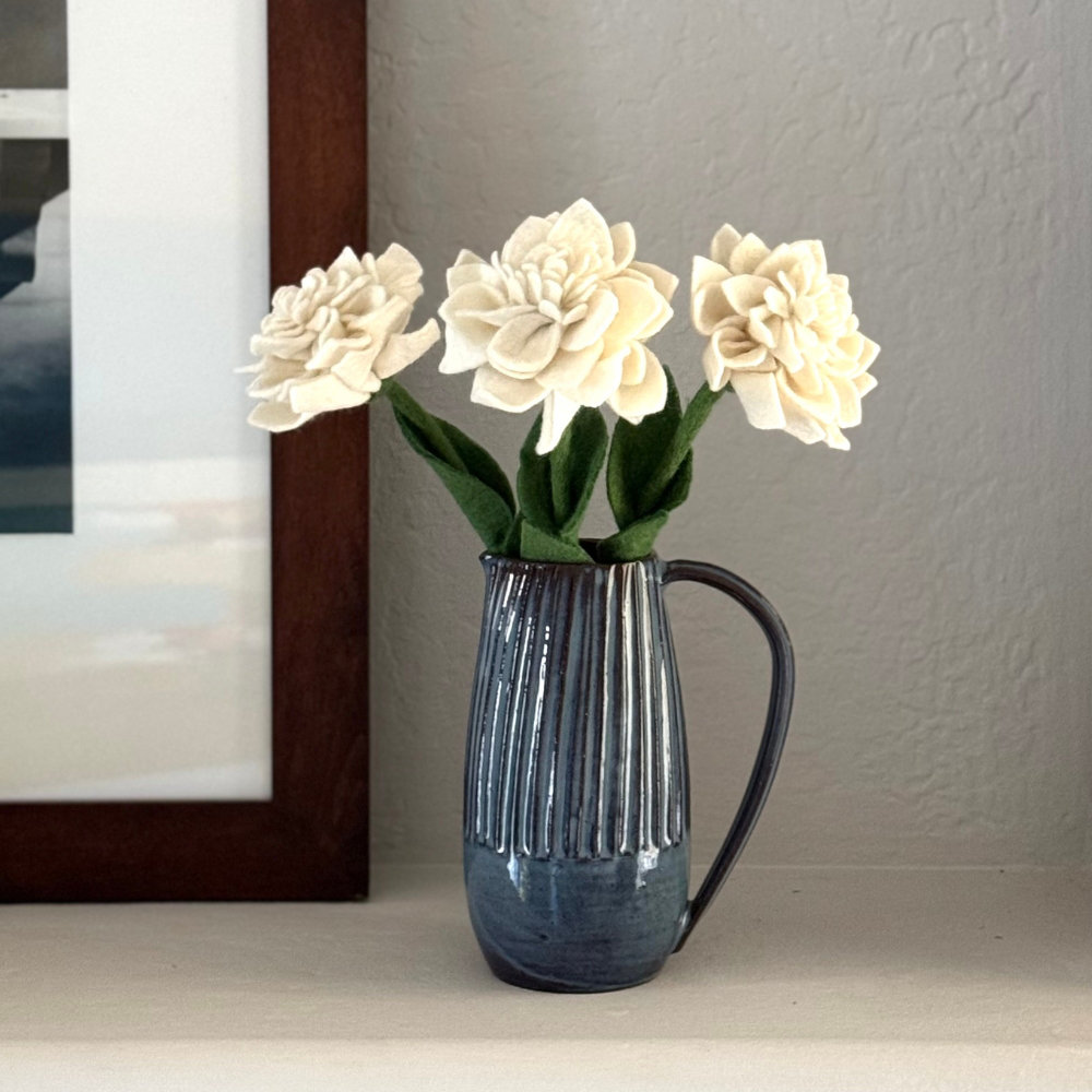 Humble Hilo Handmade Felt Flower, Carnation, Sky , Set of 3 | Wayfair