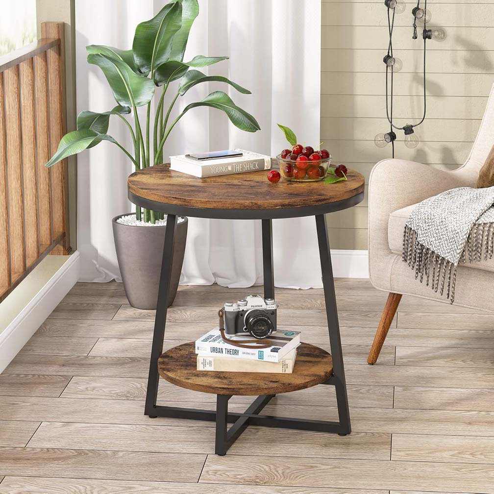 17 Stories 2-Tier Round Side Table with Storage Shelf - Wayfair Canada