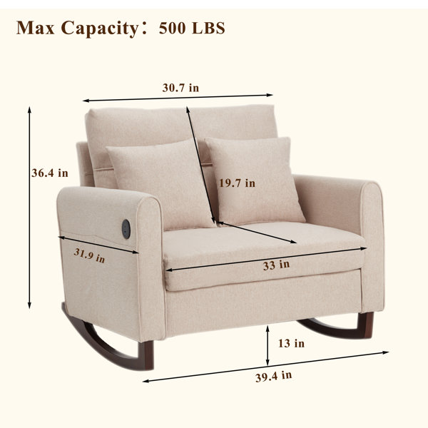 Erommy Upholstered Oversize Rocking Chair, Rocking Chair With High Back ...