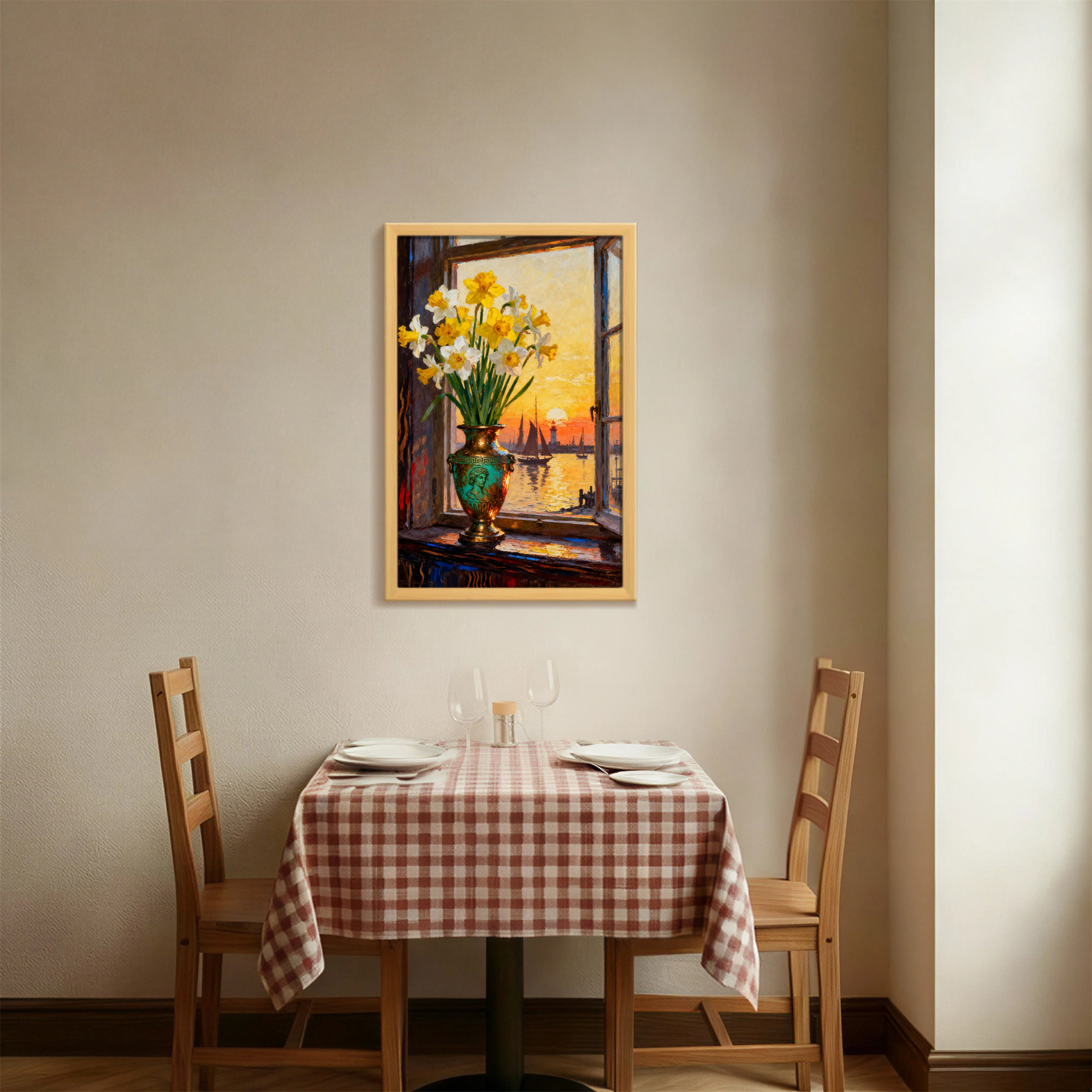 AMOBRO Plants & Flowers Window View With Flowers And Sunset | Wayfair