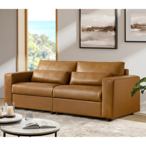 Hokku Designs Nomar 86.5"W 3 - Piece Modern Genuine Leather Storage ...