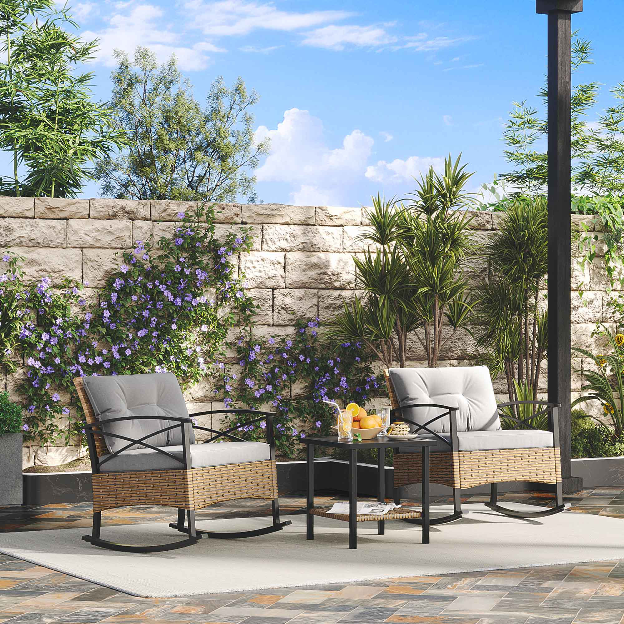 Winston Porter 3-pieces Steel Outdoor Patio Conversation Sets With ...
