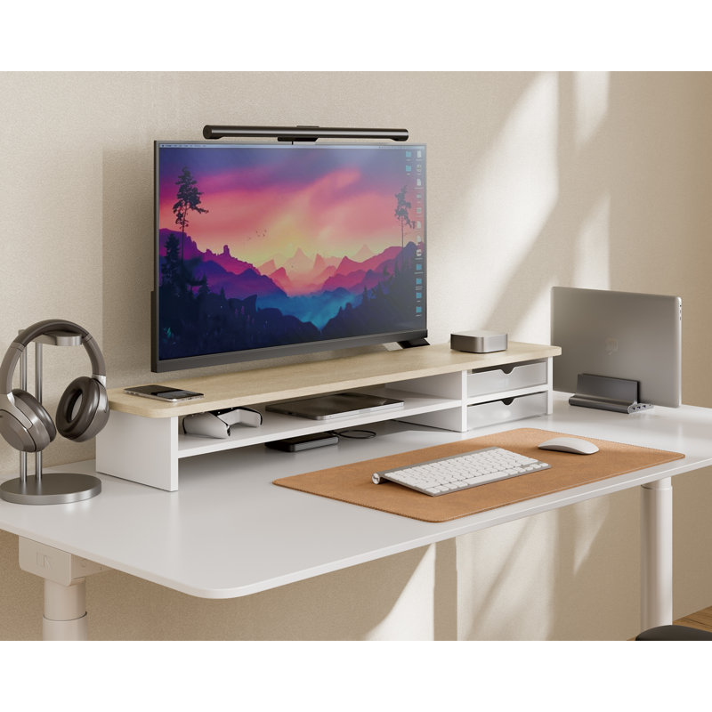 Hokku Designs Large Monitor Stand Riser with Acrylic Drawer | Wayfair