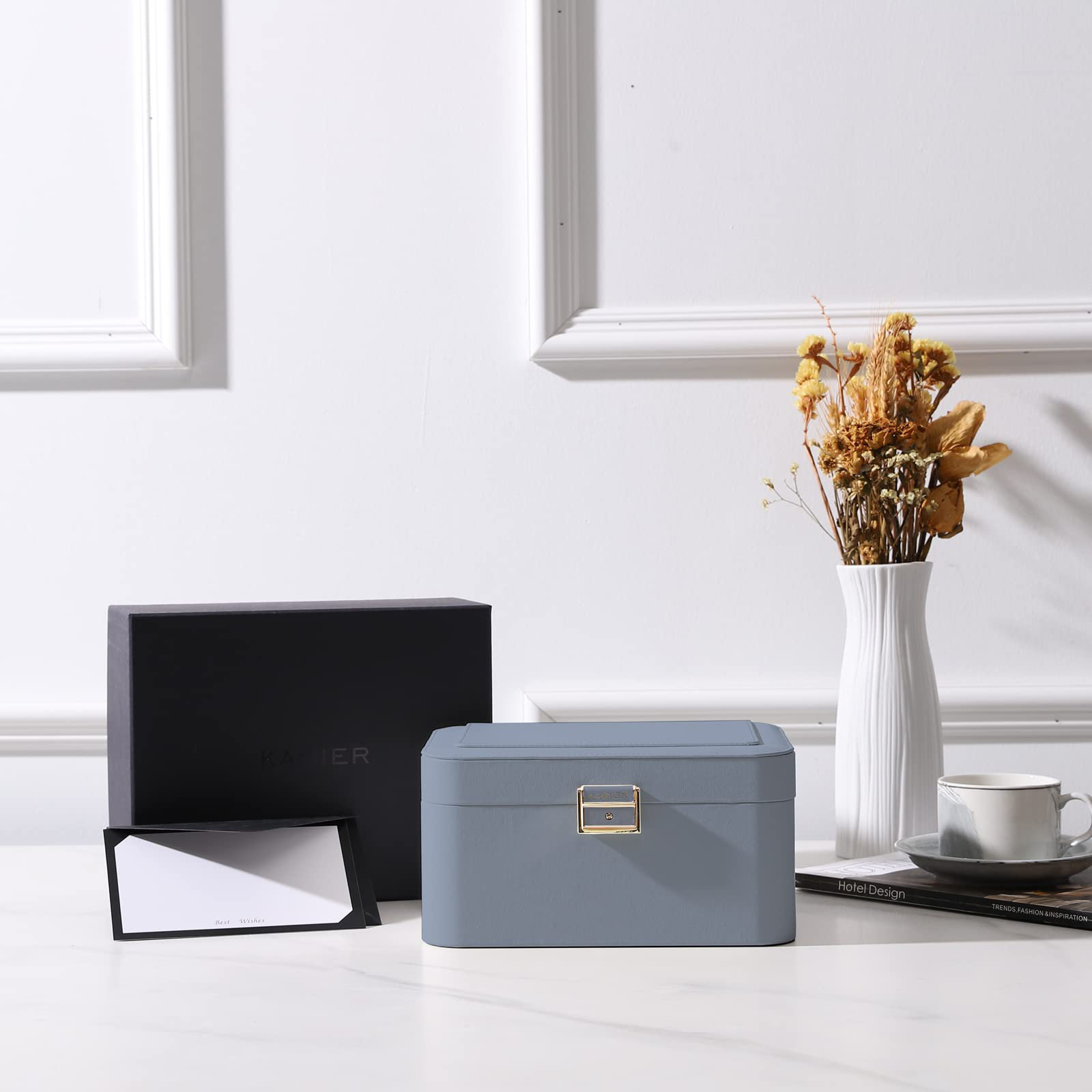 Latitude Run® Vintage Leather Jewelry Organizer Box With Large Capacity ...