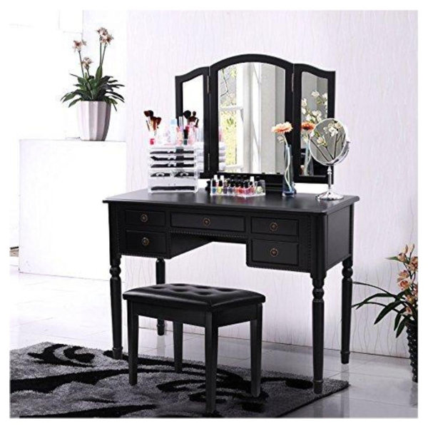 Red Barrel Studio® Tabouret de coiffeuse en bois massif Taisto ...