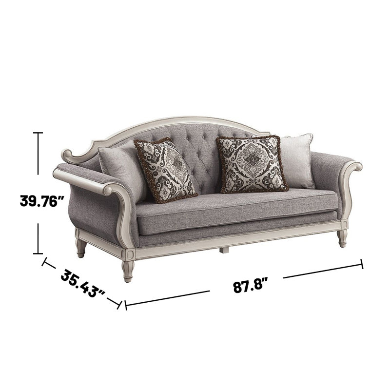 One Allium Way® Baltique Transitional 88"L Fabric Upholstered Sofa in ...