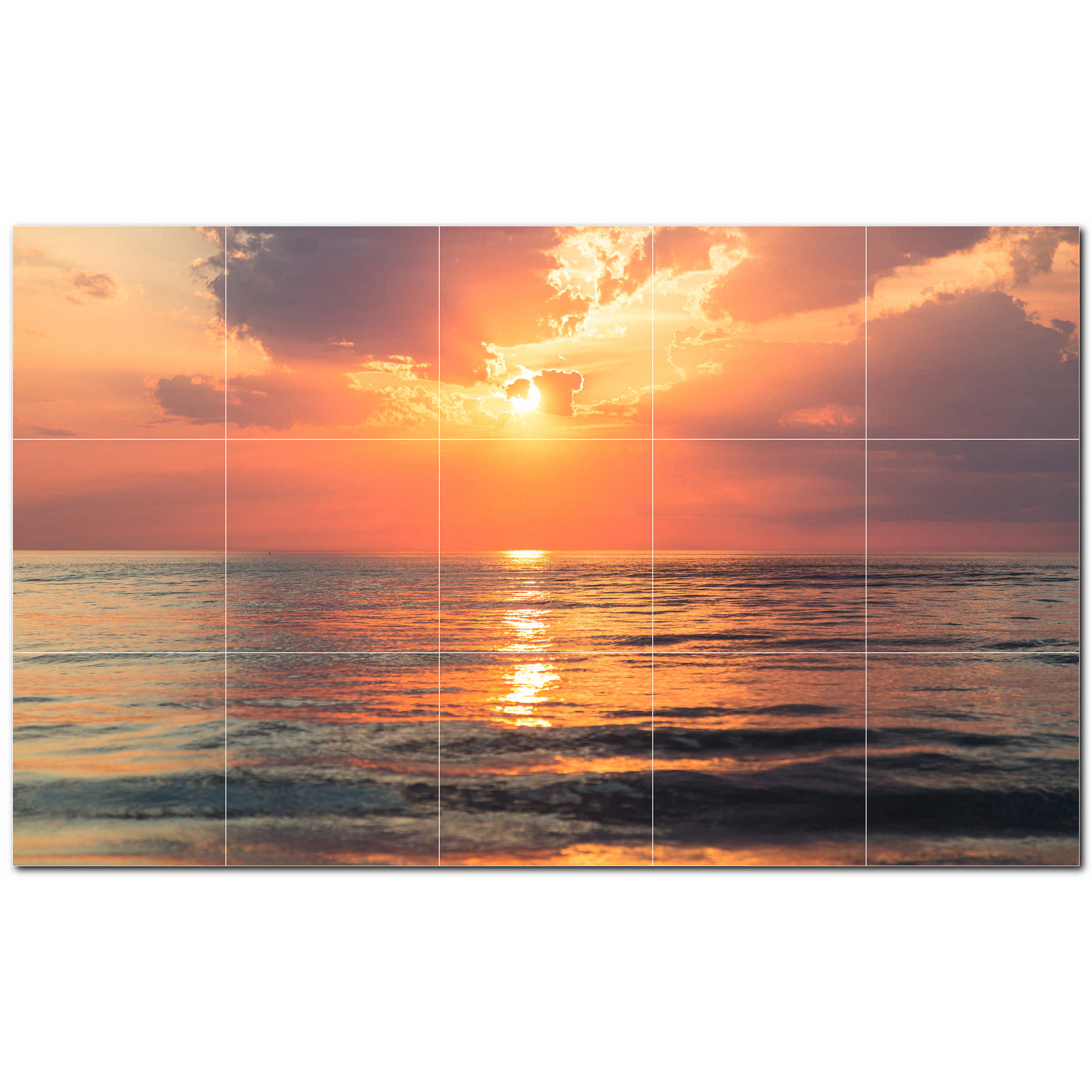 Picture-Tiles.com 60" x 36" Ceramic Sunset Photo Decorative Mural Tile ...