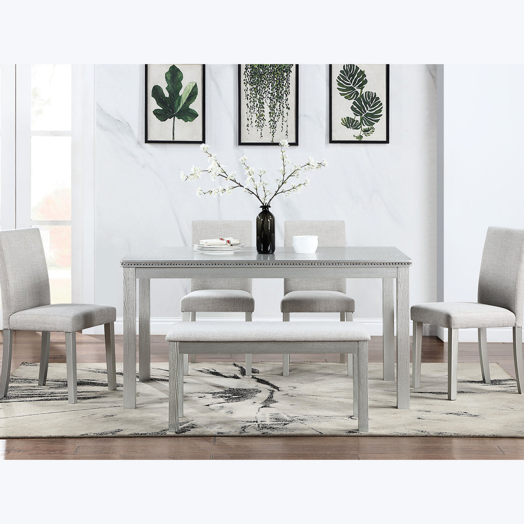 Latitude Run® 6 Dining In Silver Grey, Solid Wood And Construction ...
