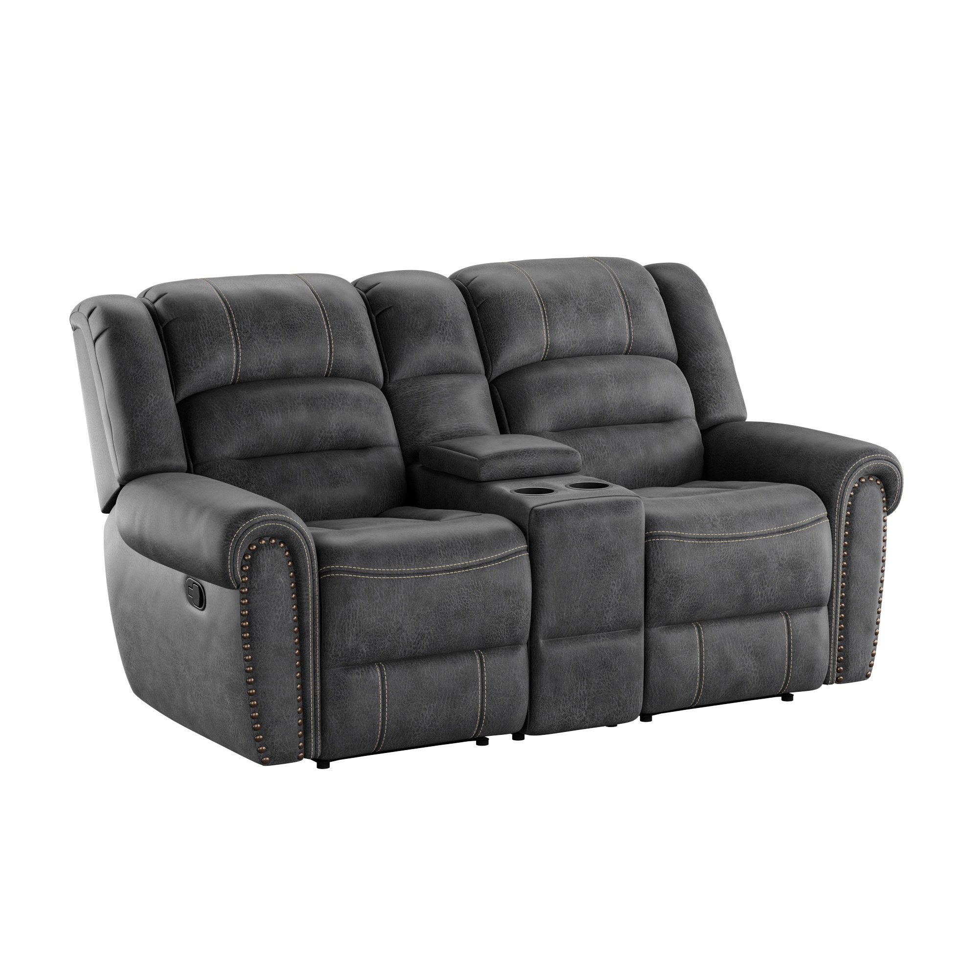 Latitude Run® Modern Reclining Console Loveseat with Built-In Storage ...