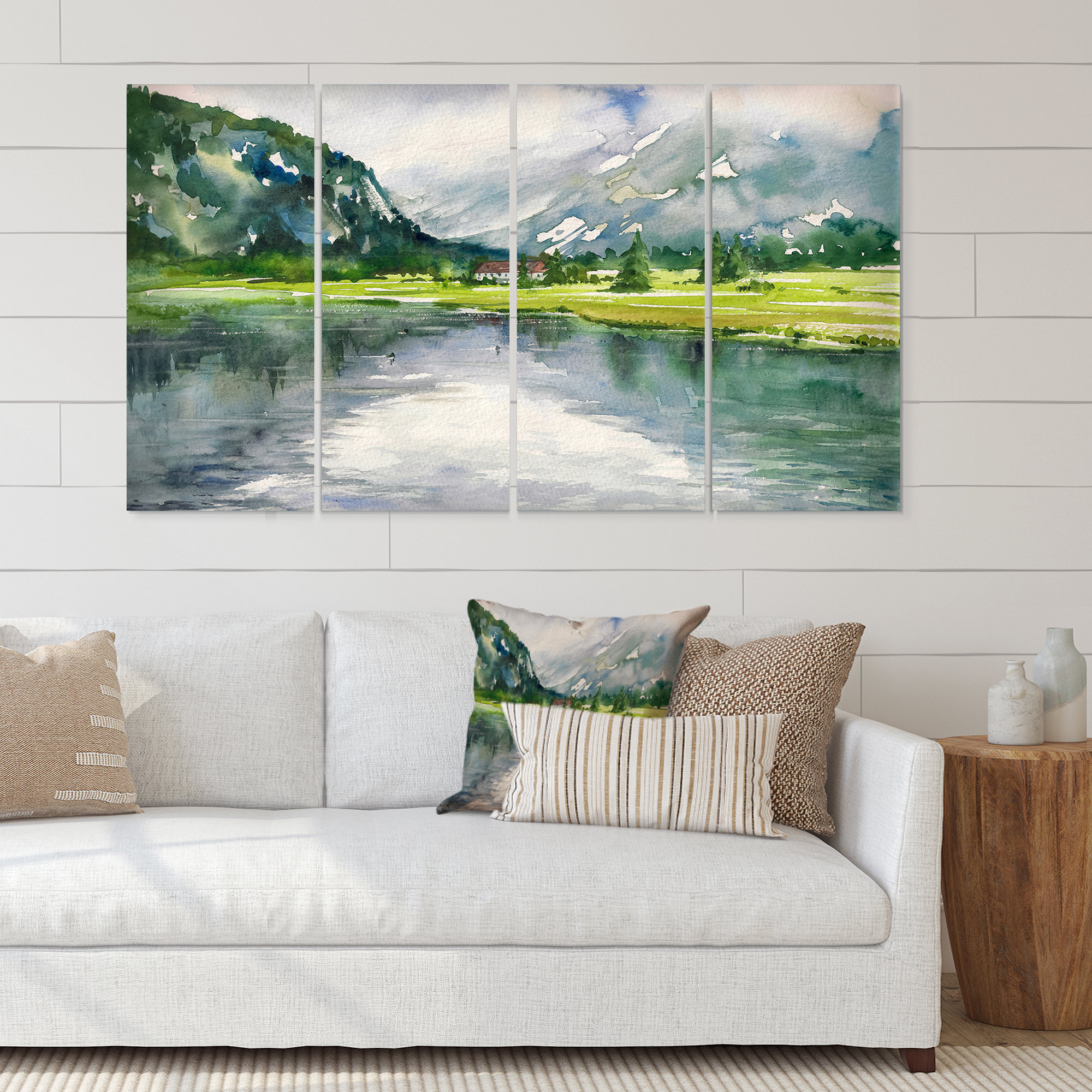 Loon Peak Summer Landscape with River by Ansel Adams - 4 Piece Wrapped ...