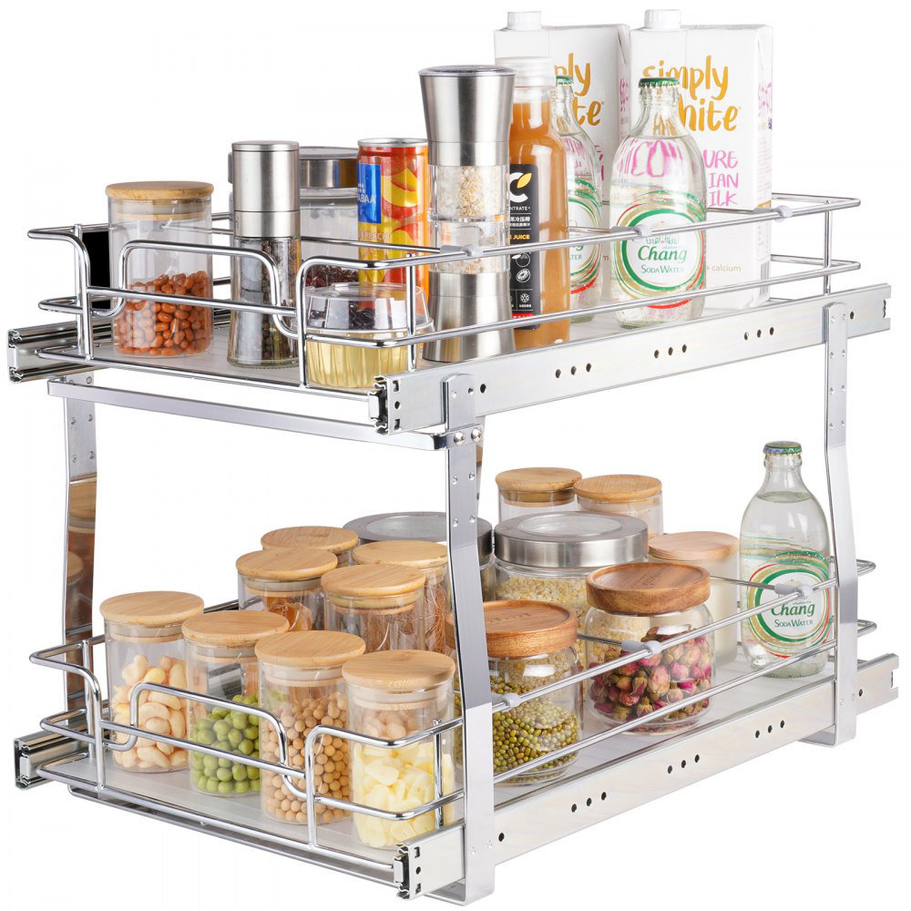Latitude Run® 2 Tier 14"W Pull Out Cabinet Organizer, Heavy Duty Slide ...