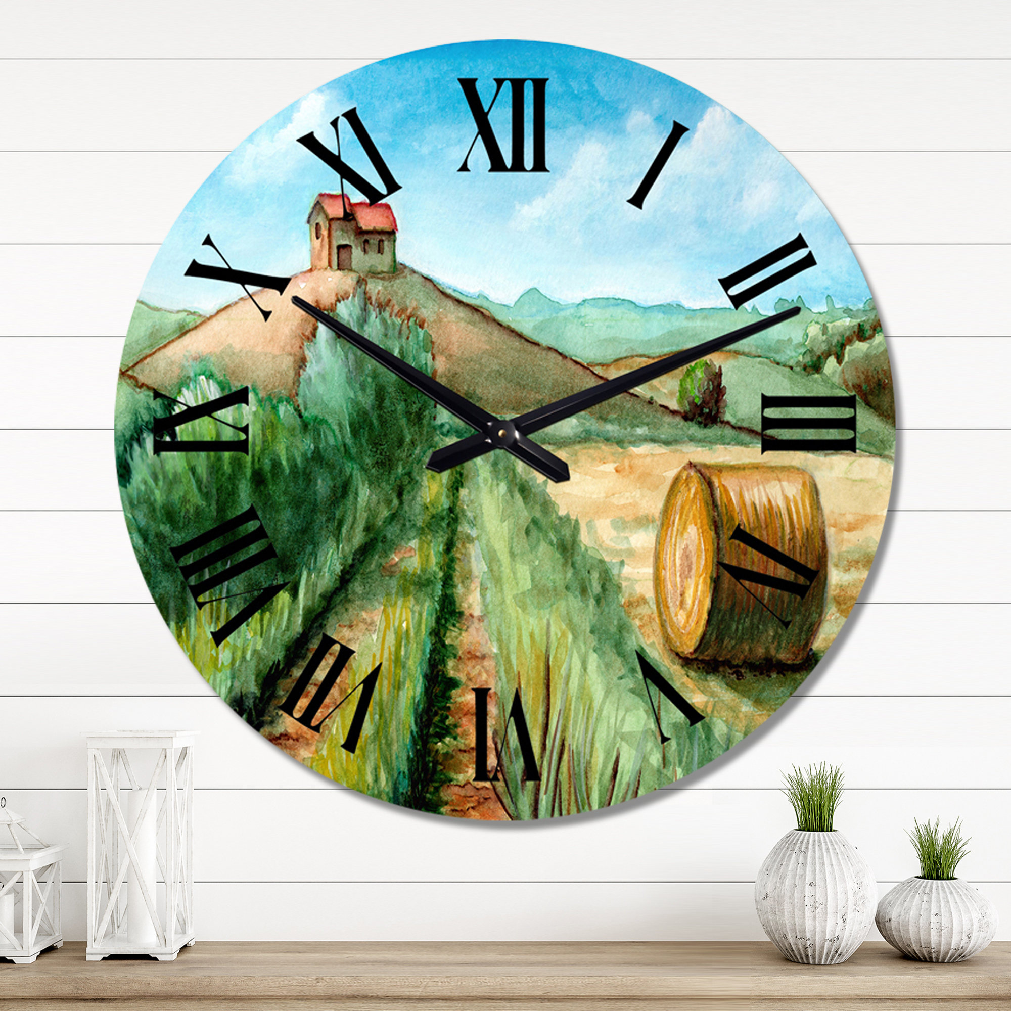 East Urban Home Rural Harvest Landscape - Country Wall Clock | Wayfair