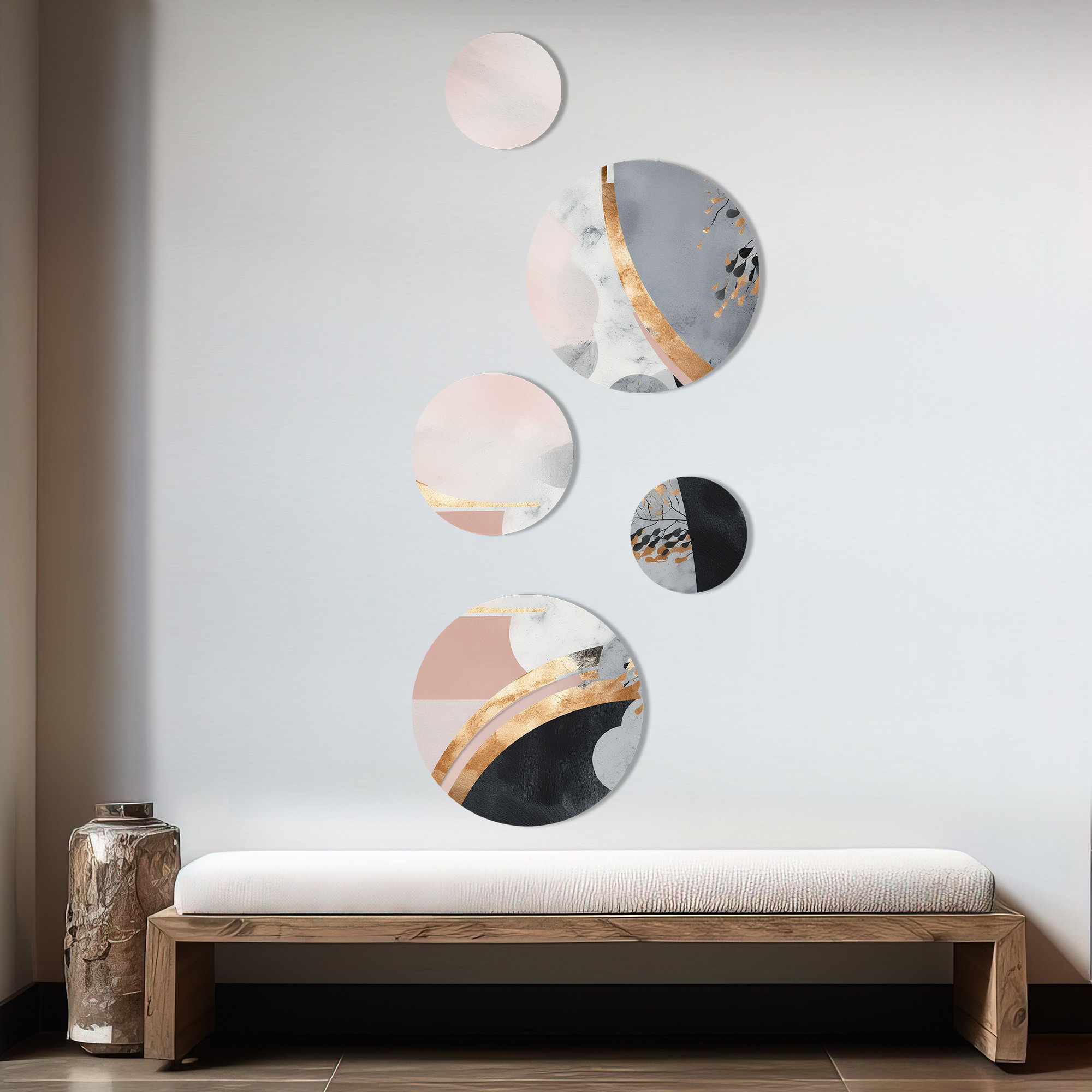 Design Art Rose Gold Unveiling Reverie IV - Abstract Floral Metal Wall ...