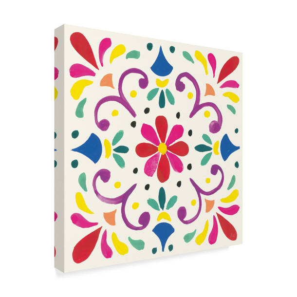 World Menagerie 'Floral Fiesta White Tile VI' Graphic Art Print on ...