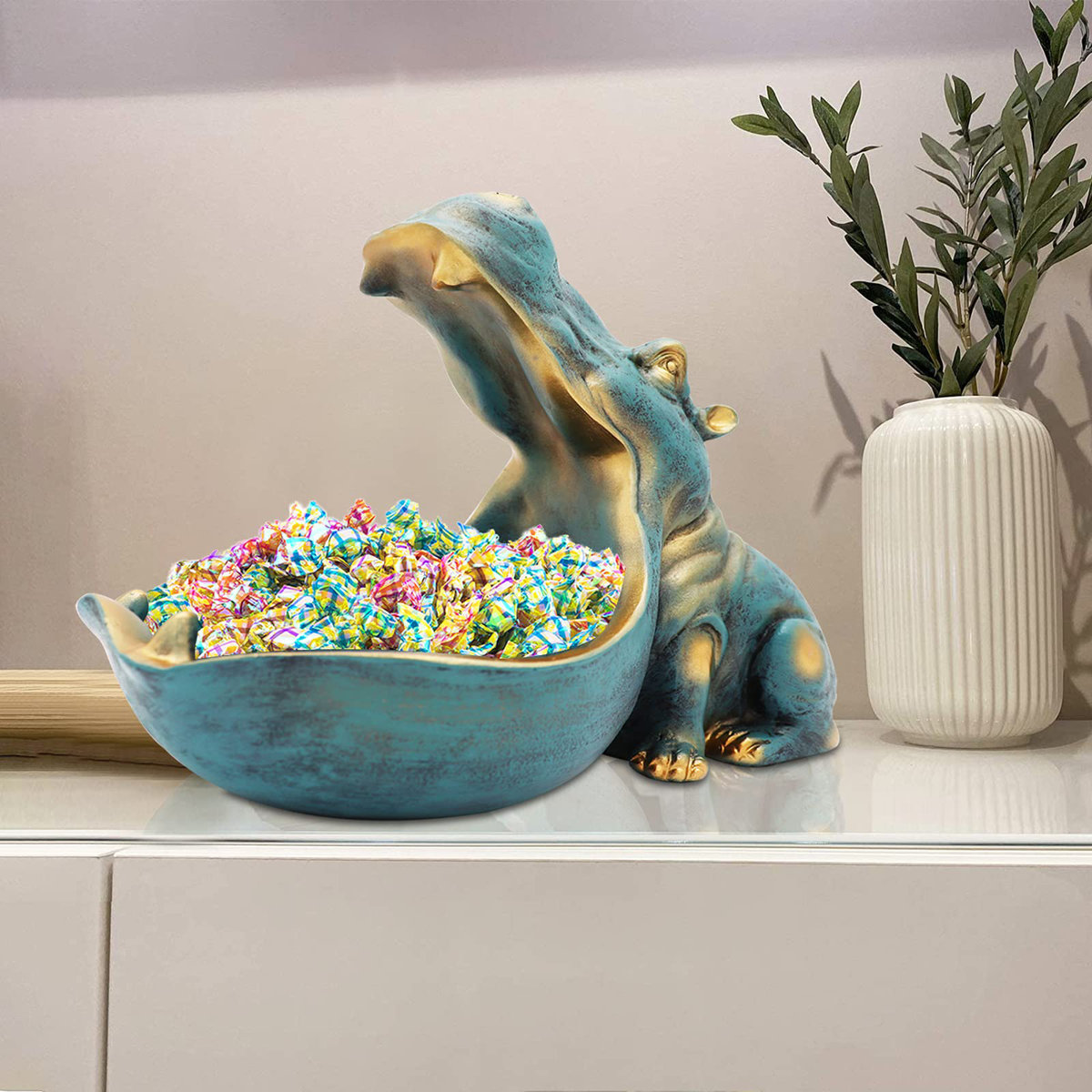 Mercer41 Large Hippopotamus Figurine Home Sculpture With Resin, Hippo ...