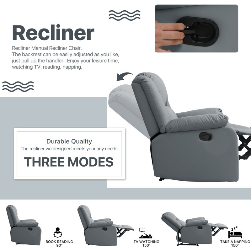 Latitude Run® Tachara Breathable Faux Leather Manual Recliner Chair ...