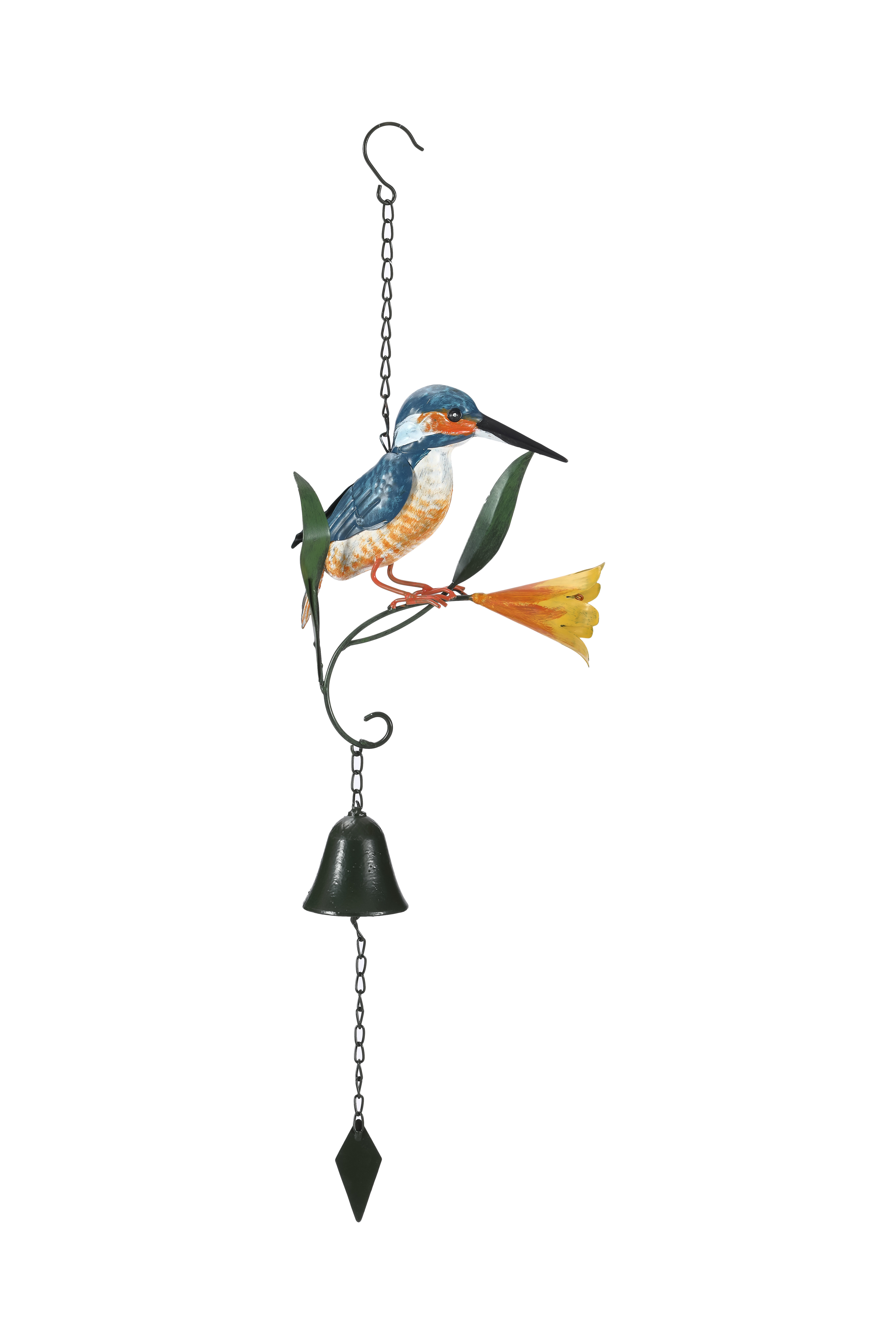 Bungalow Rose Rustic Hummingbird Hanging Metal Bell Wind Chime | Wayfair