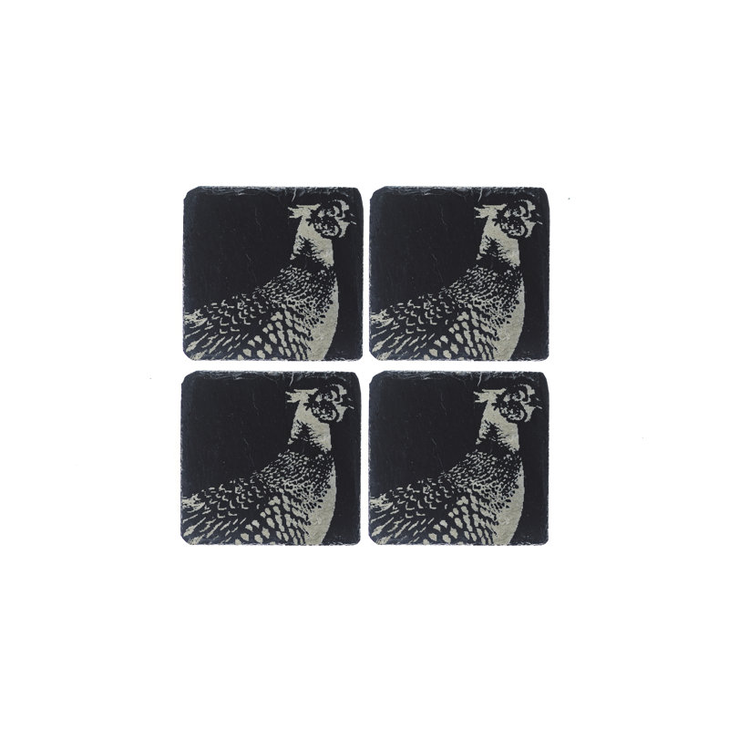 Selbrae House 4 Square Slate Coasters with Pheasant Design | Wayfair.co.uk