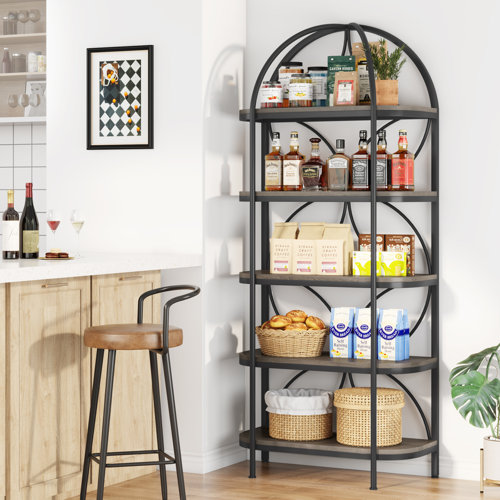 Wildon Home® Alumbaugh 5 Tier Wooden Arch Storage Display Shelving Unit ...