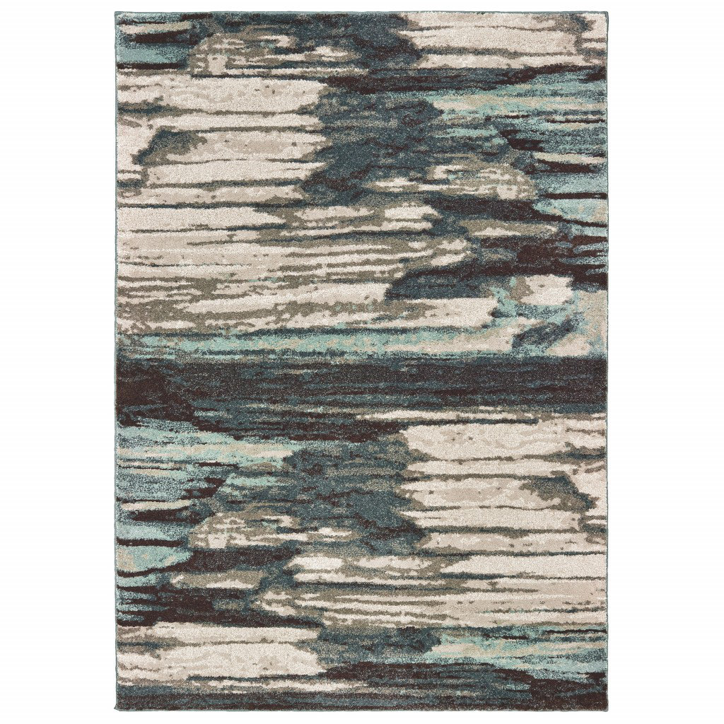 Williston Forge Ernie Abstract Teal/Brown Rug & Reviews | Wayfair