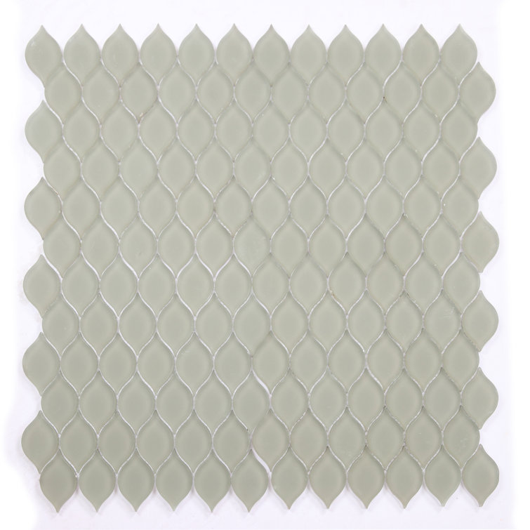 Abolos Art Deco 11 in. x 10 in. Tear Drop Leaf Glass Mosaic Wall Tile ...