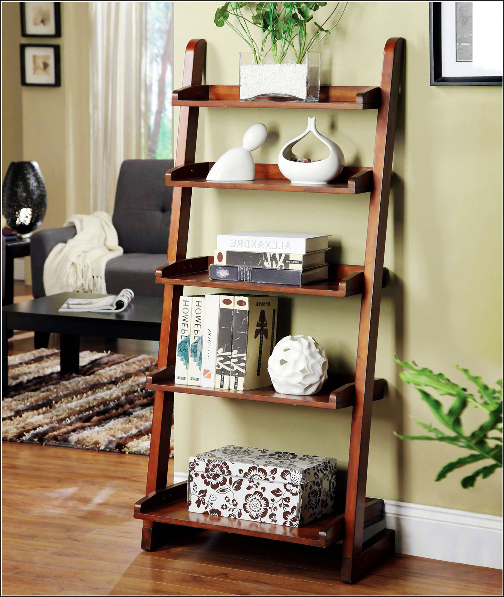 Red Barrel Studio® Stylish Transitional Ladder Shelf With 5-Shelves For ...