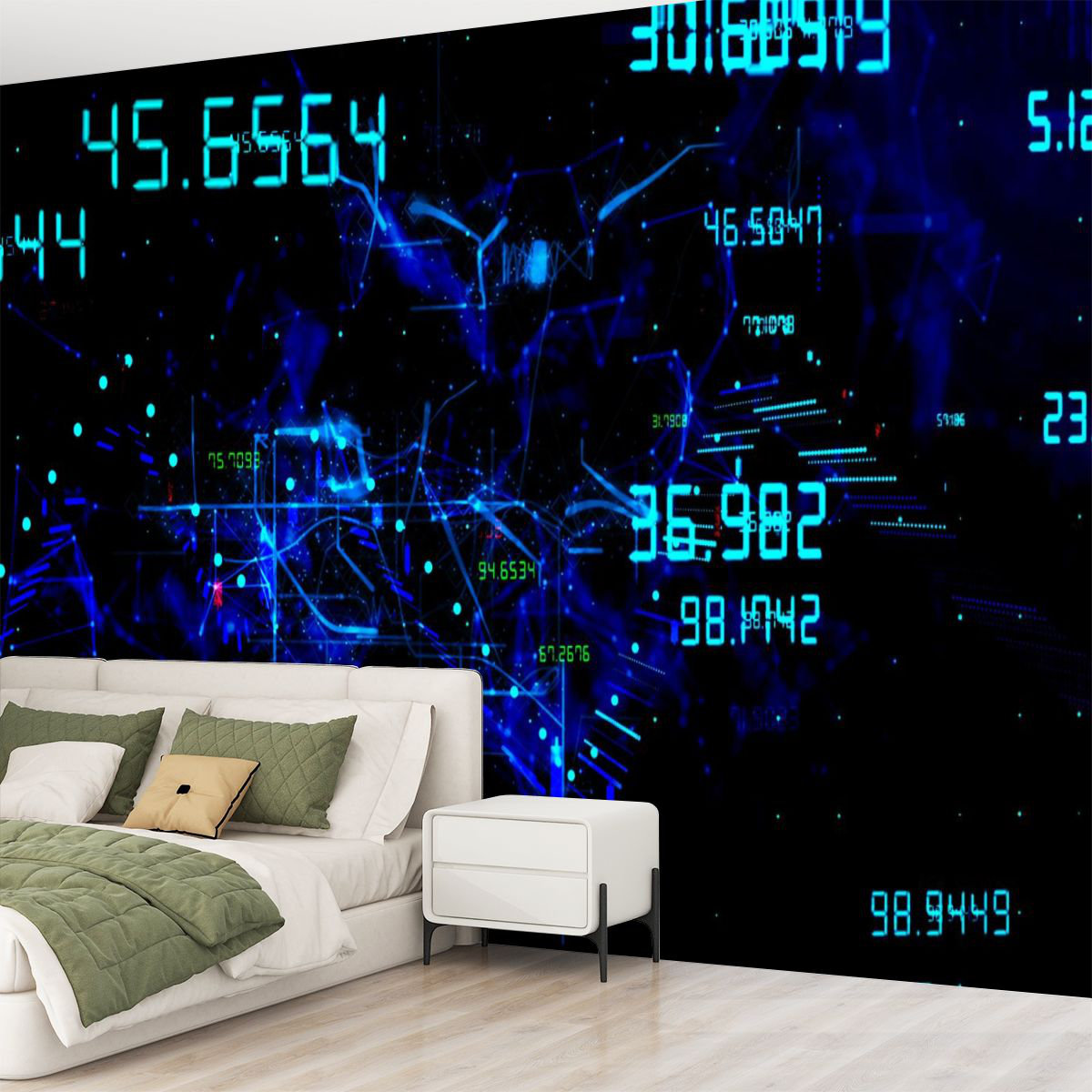 Trinx Peel and Stick Canvas Wallpaper Wall Mural Internet Things Big Data Computer Network ...