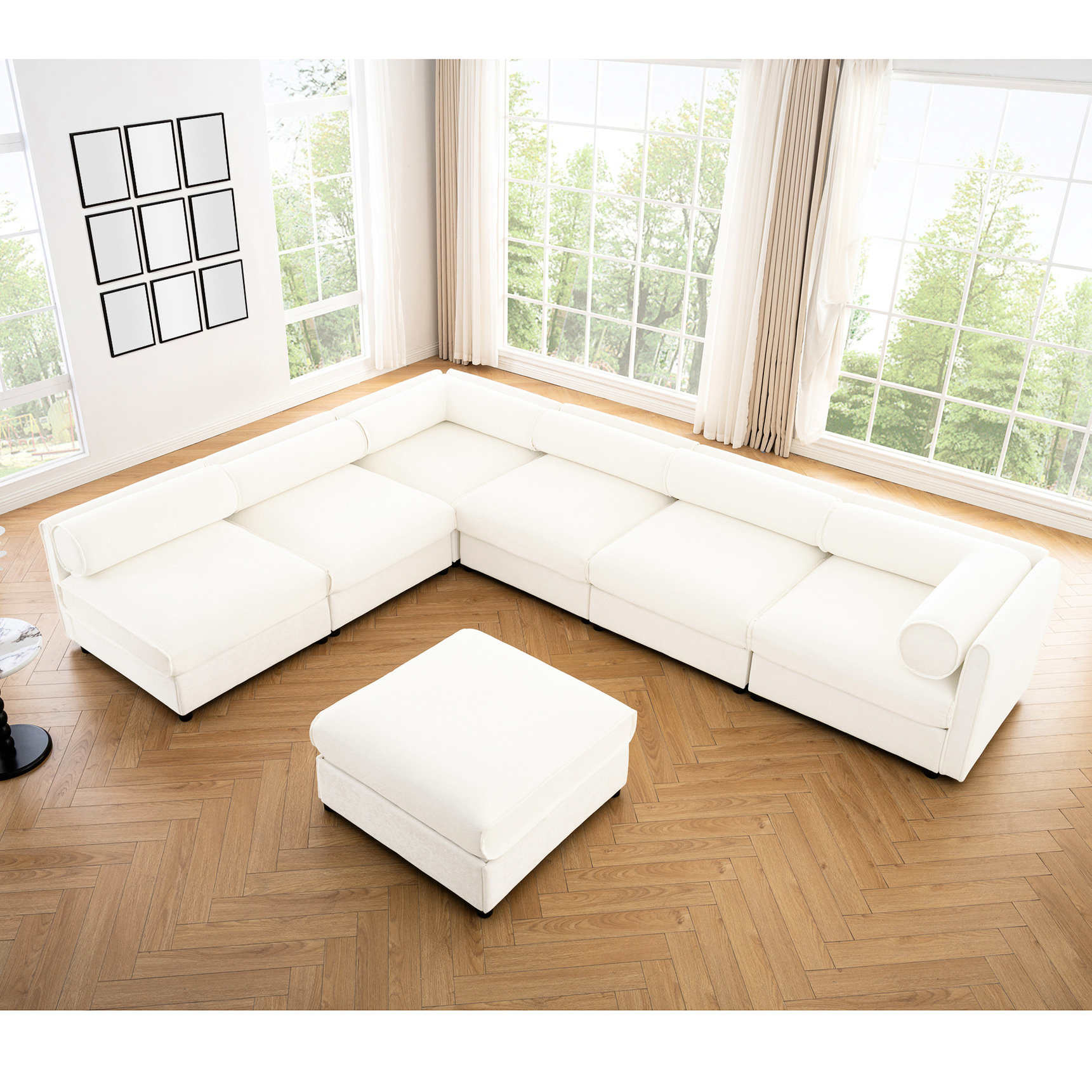 Latitude Run® 6 Modular With Storage Compartments, White Chenille ...