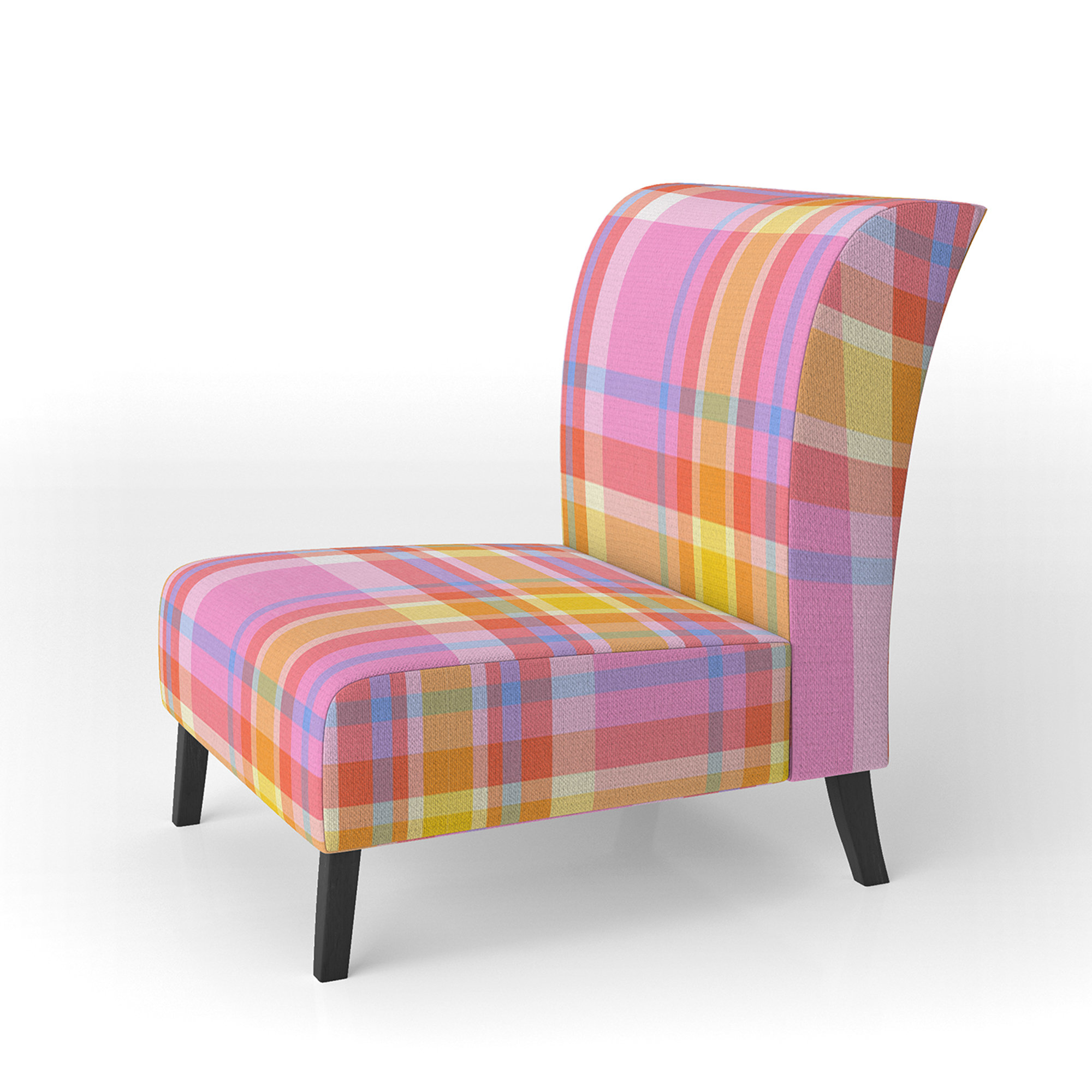 Dakota Fields Yellow And Pink Checked Tartan - Upholstered Patterned ...