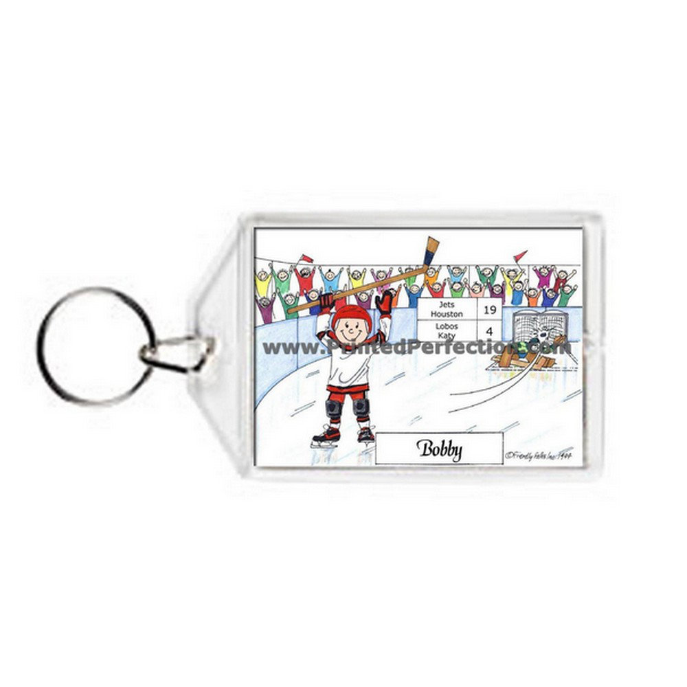 Printed Perfection Personalized Hockey Player - Male Acrylic Key Chain ...