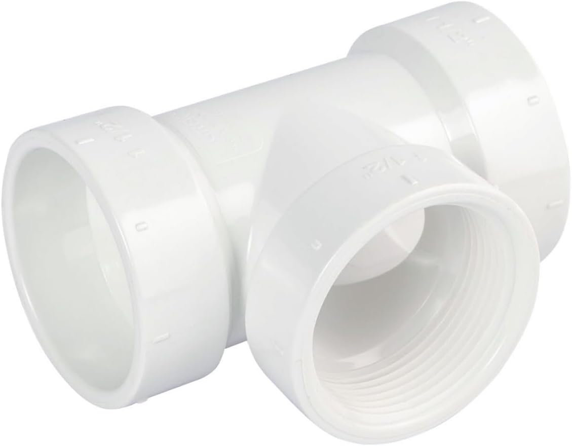 Supply Giant 2 in. PVC DWV Flush Cleanout Tee, Hub x Hub x FPT White ...