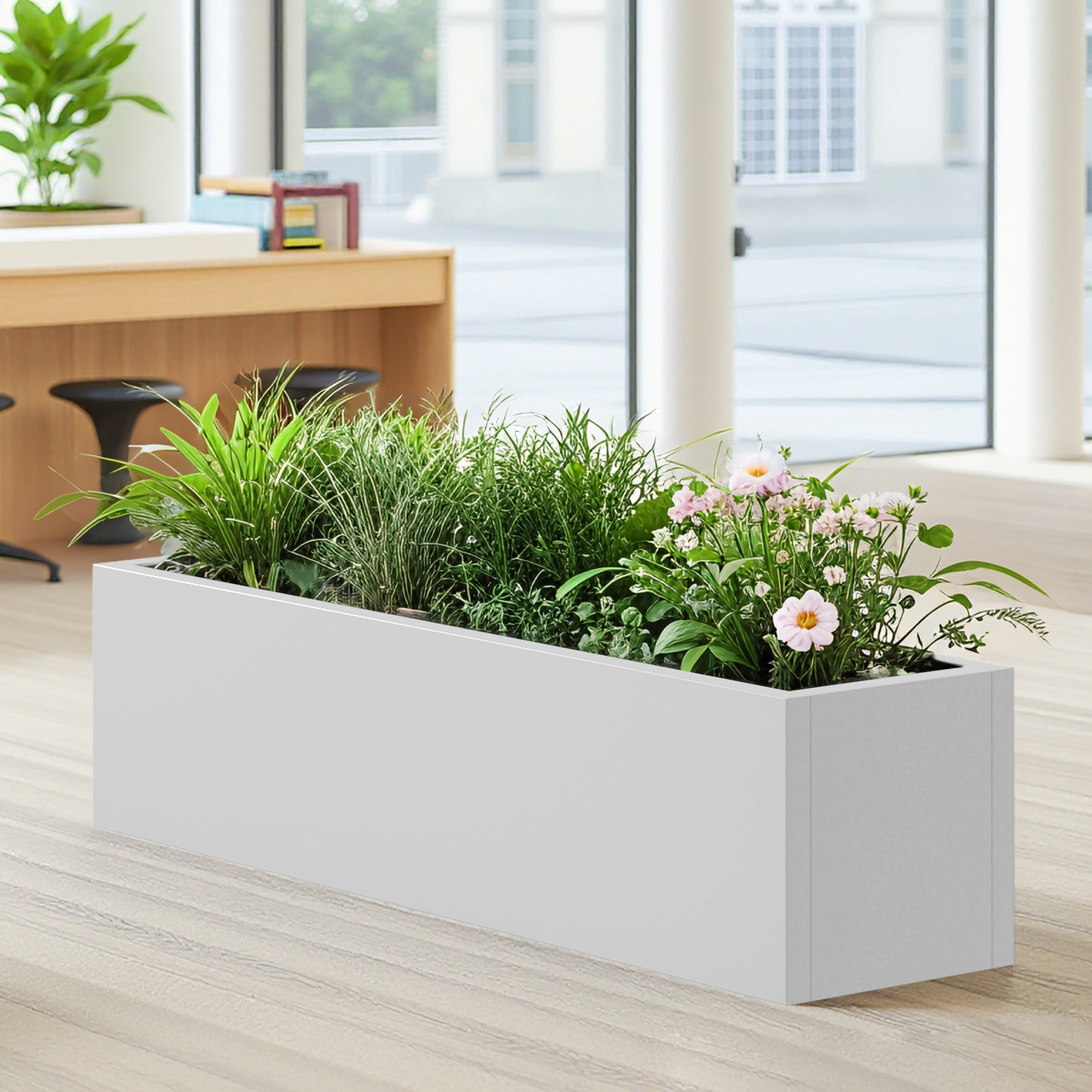 Latitude Run® 36x10x10 In. Large Metal Rectangular Planter Floor ...